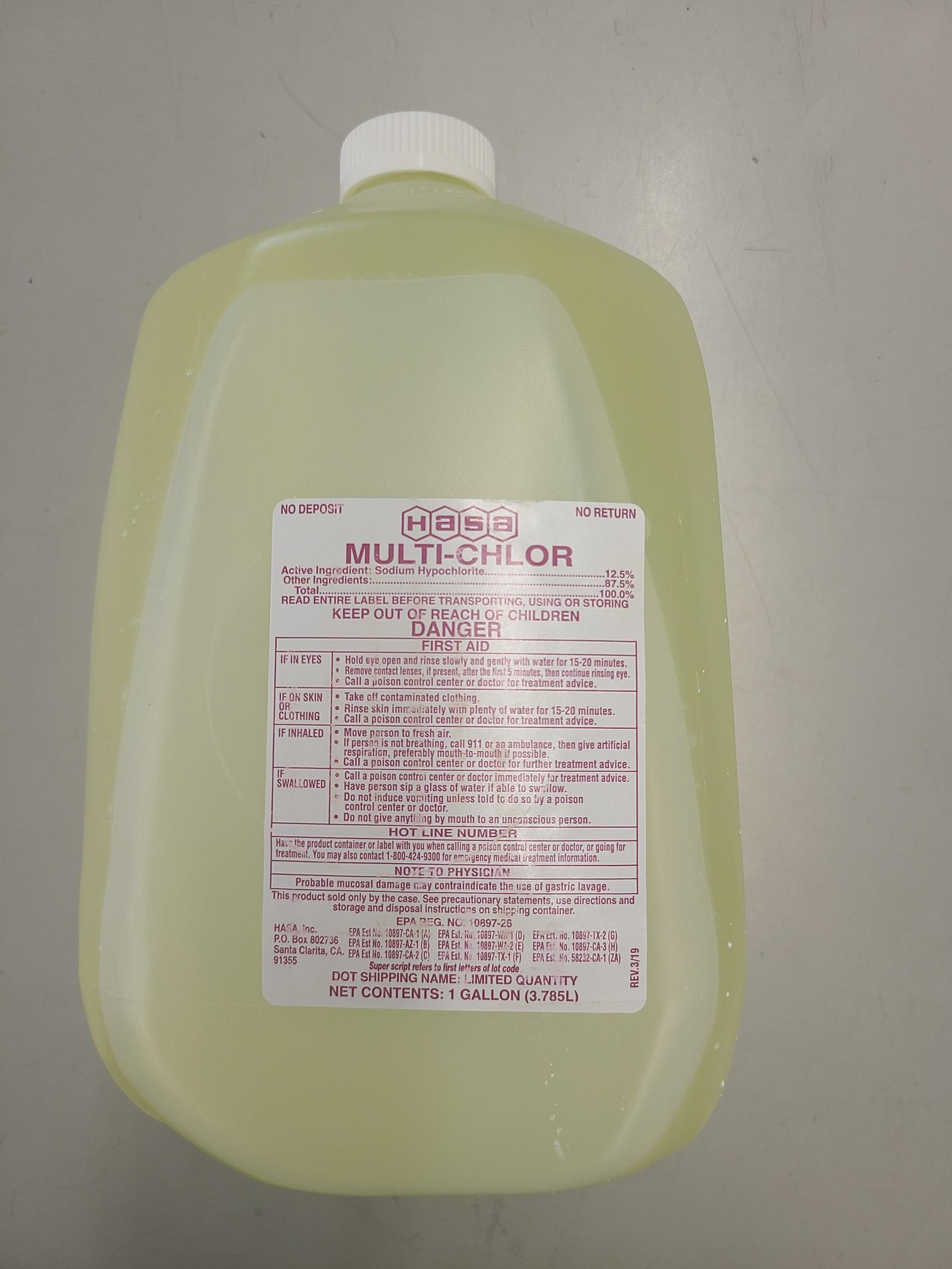 DISHMACHINE SANITIZER (1 GALLON) (MULTI-CHLOR) - J&V Restaurant